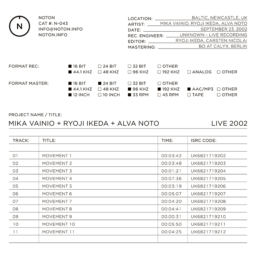 Mika Vainio（PAN SONIC）追悼作品が「Noton」レーベル再始動第1弾作品として発売 - CDJournal ニュース